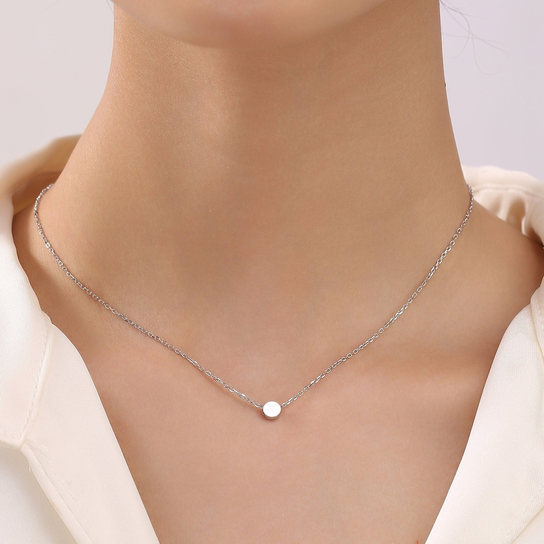 Tiny Little Dot Pendant Necklace in Sterling Silver, Silver, Gold or ...