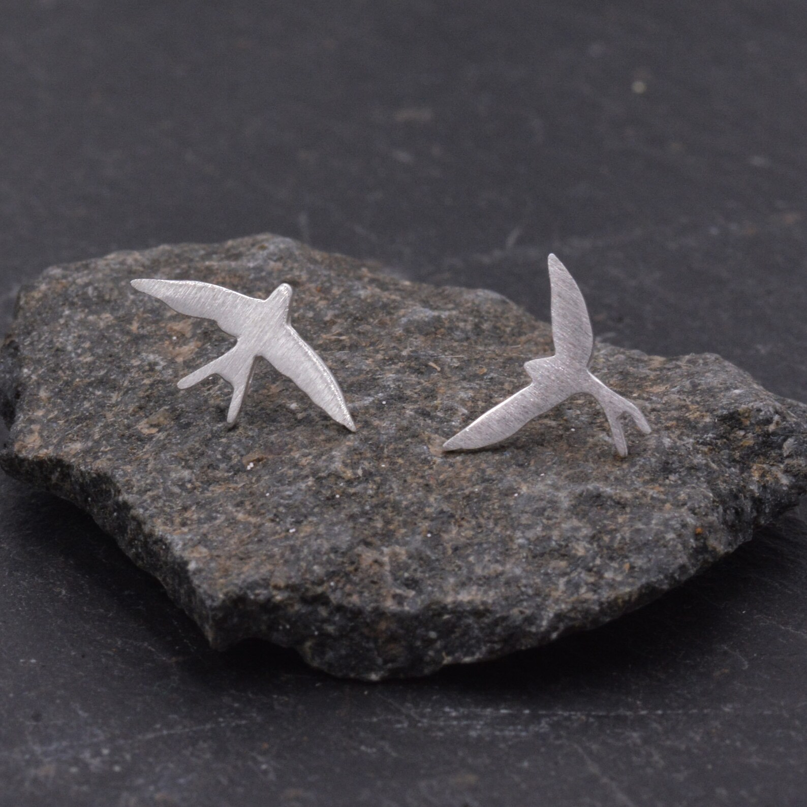 Sterling Silver Mismatched Asymmetric Swallow Bird Silhouette - Etsy