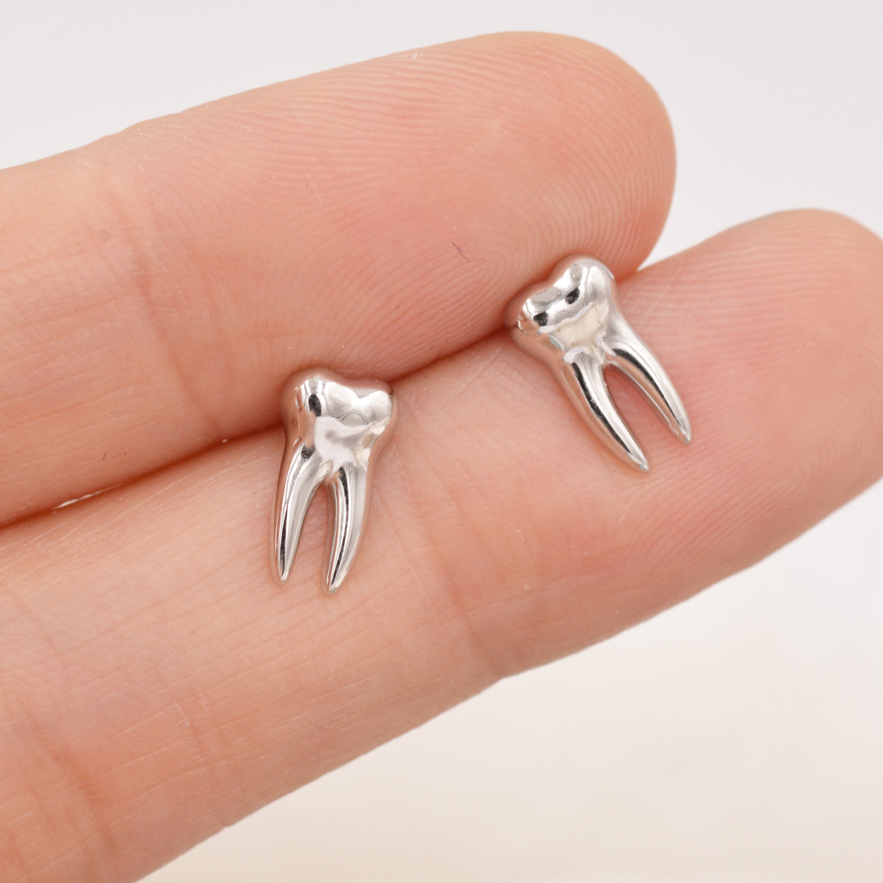 Teeth Earrings in Sterling Silver Molar Stud Earrings Silver - Etsy