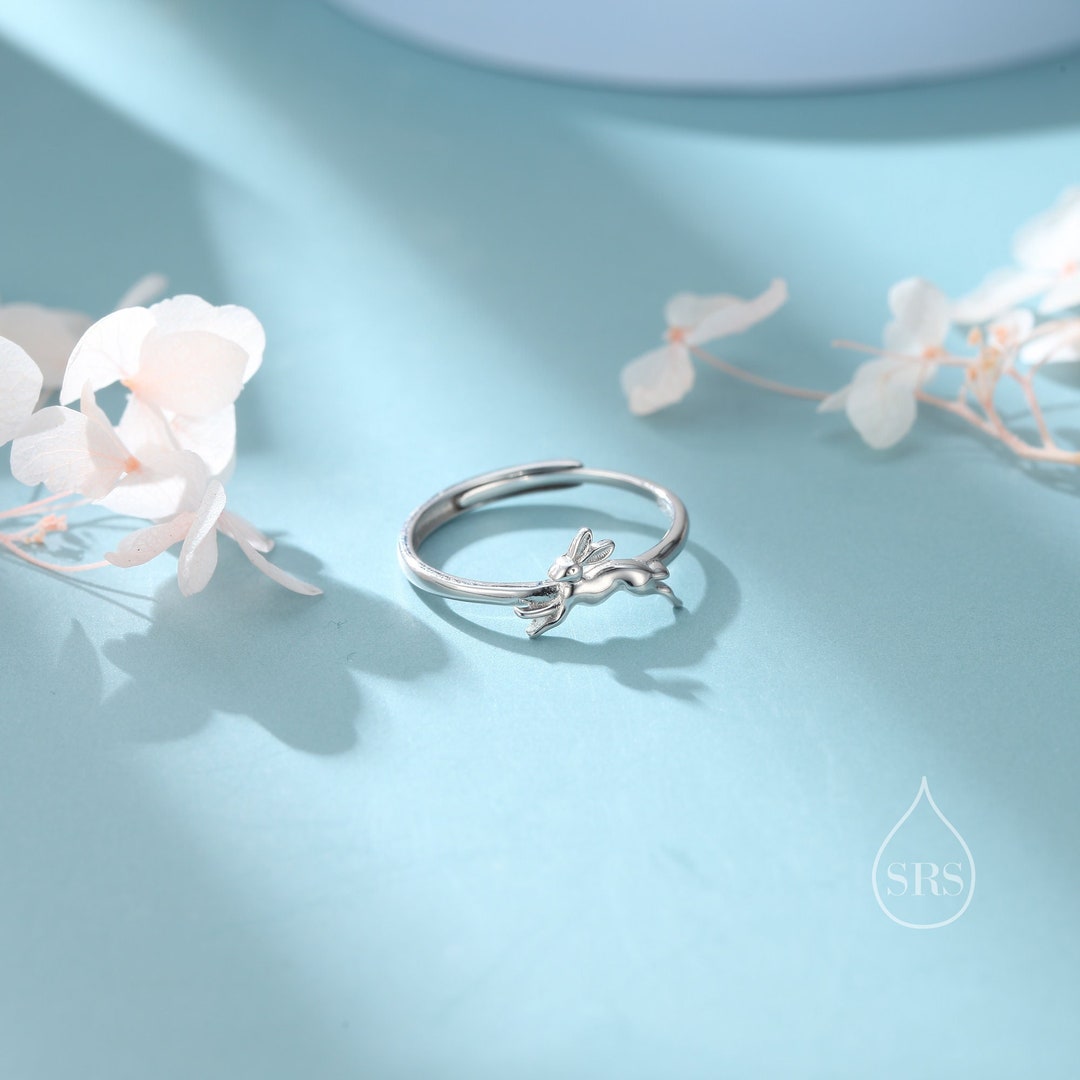 Sterling Silver Hare Ring, Adjustable Size Bunny Ring, Rabbit Ring ...