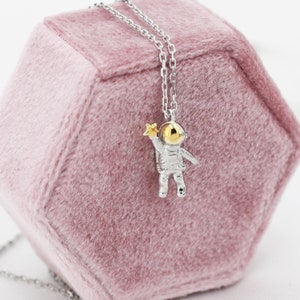 Astronaut Pendant Necklace in Sterling Silver, Spaceman Necklace, Space ...