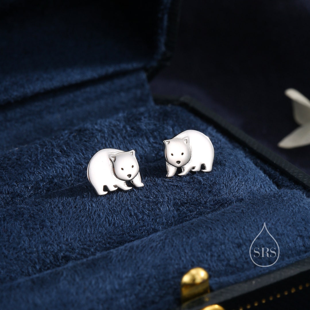Wombat Stud Earrings in Sterling Silver, Silver or Gold or Rose Gold ...