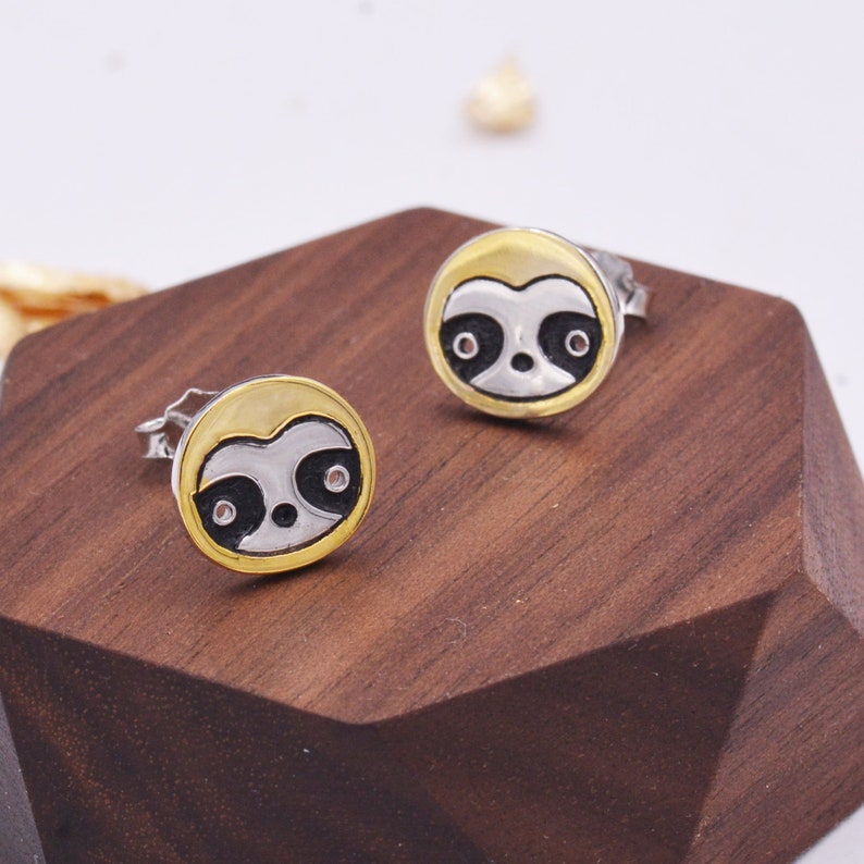 Sloth Stud Earrings in Sterling Silver Cute Fun Quirky Monkey - Etsy