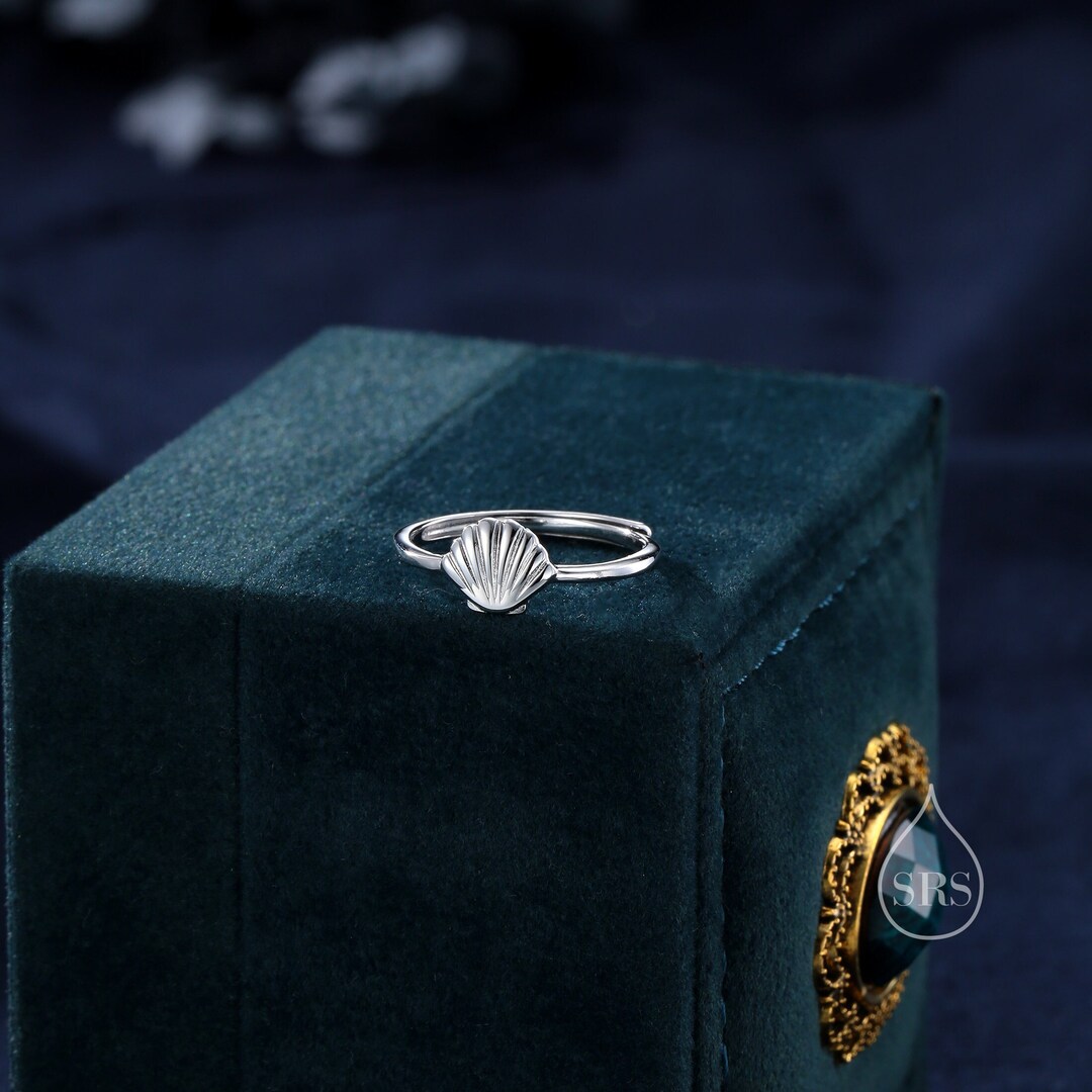 Sterling Silver Cute Little Shell Ring, Adjustable Size, Cute Sea Shell ...