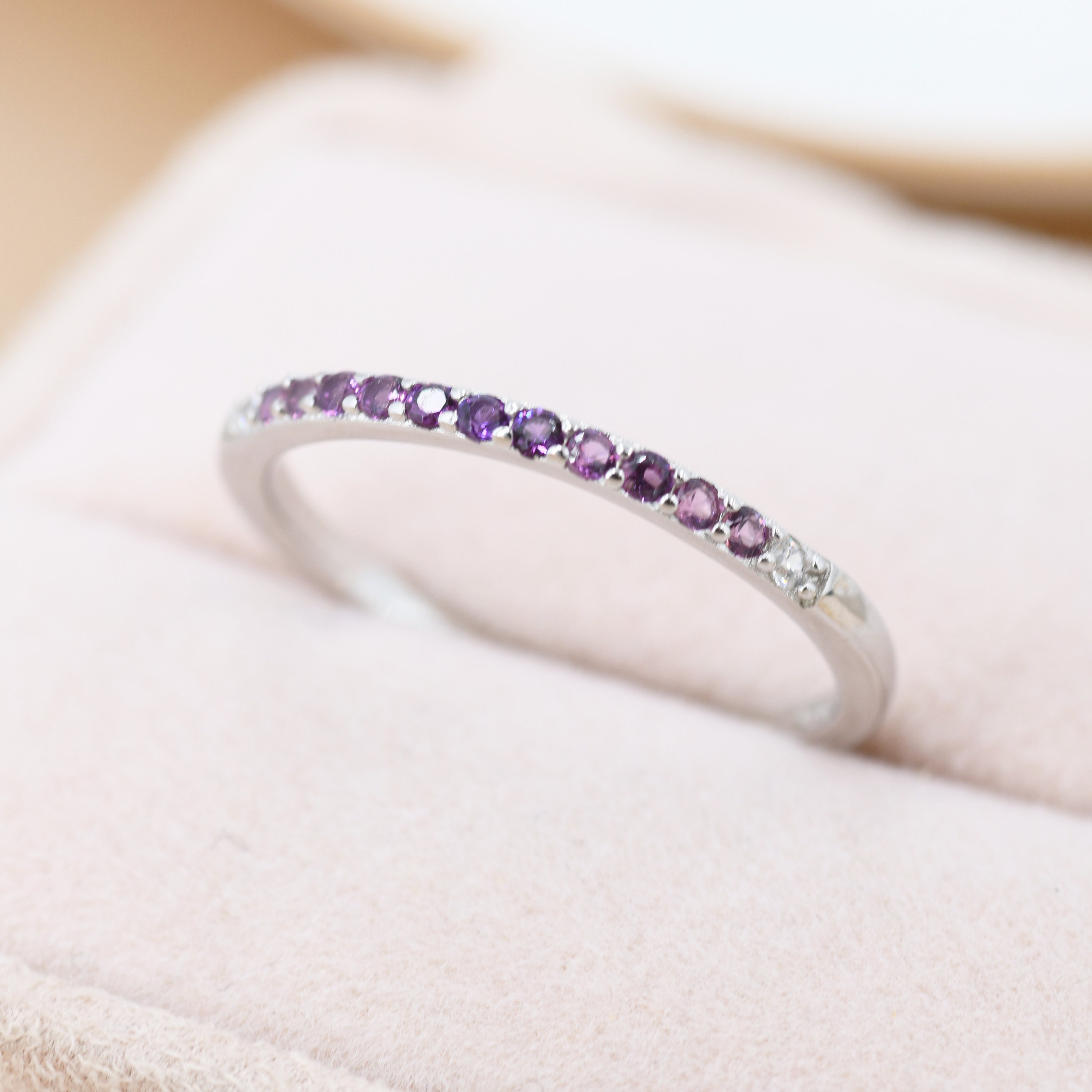 Amethyst Purple Ombre Half Eternity Ring in Sterling Silver | Etsy