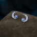 Cresent Moon With Moonstone Stud Earrings in Sterling Silver, Moon ...