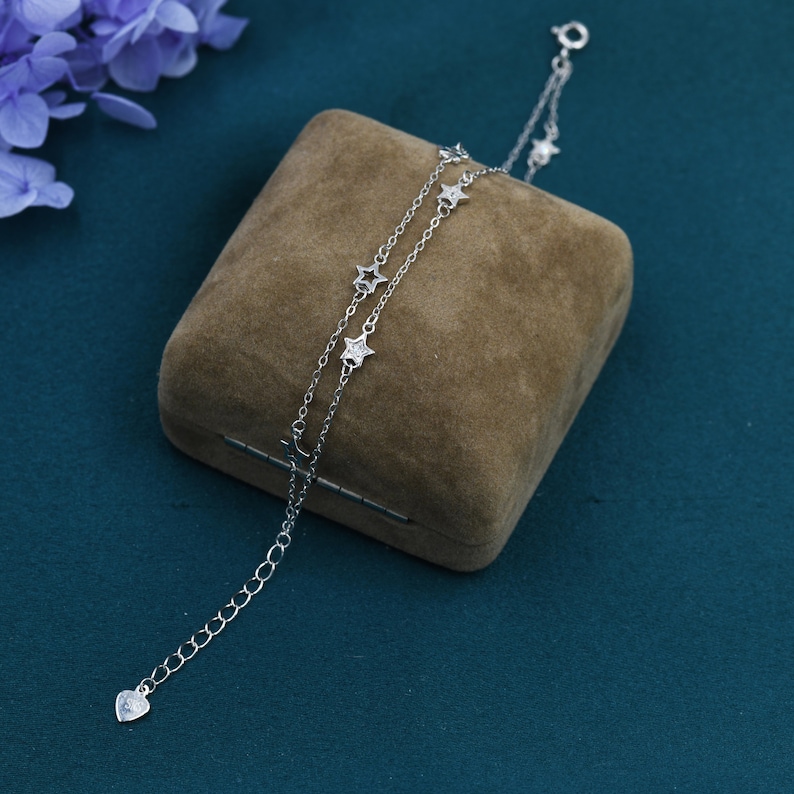 Double Layer Star Bracelet in Sterling Silver Floating Star - Etsy