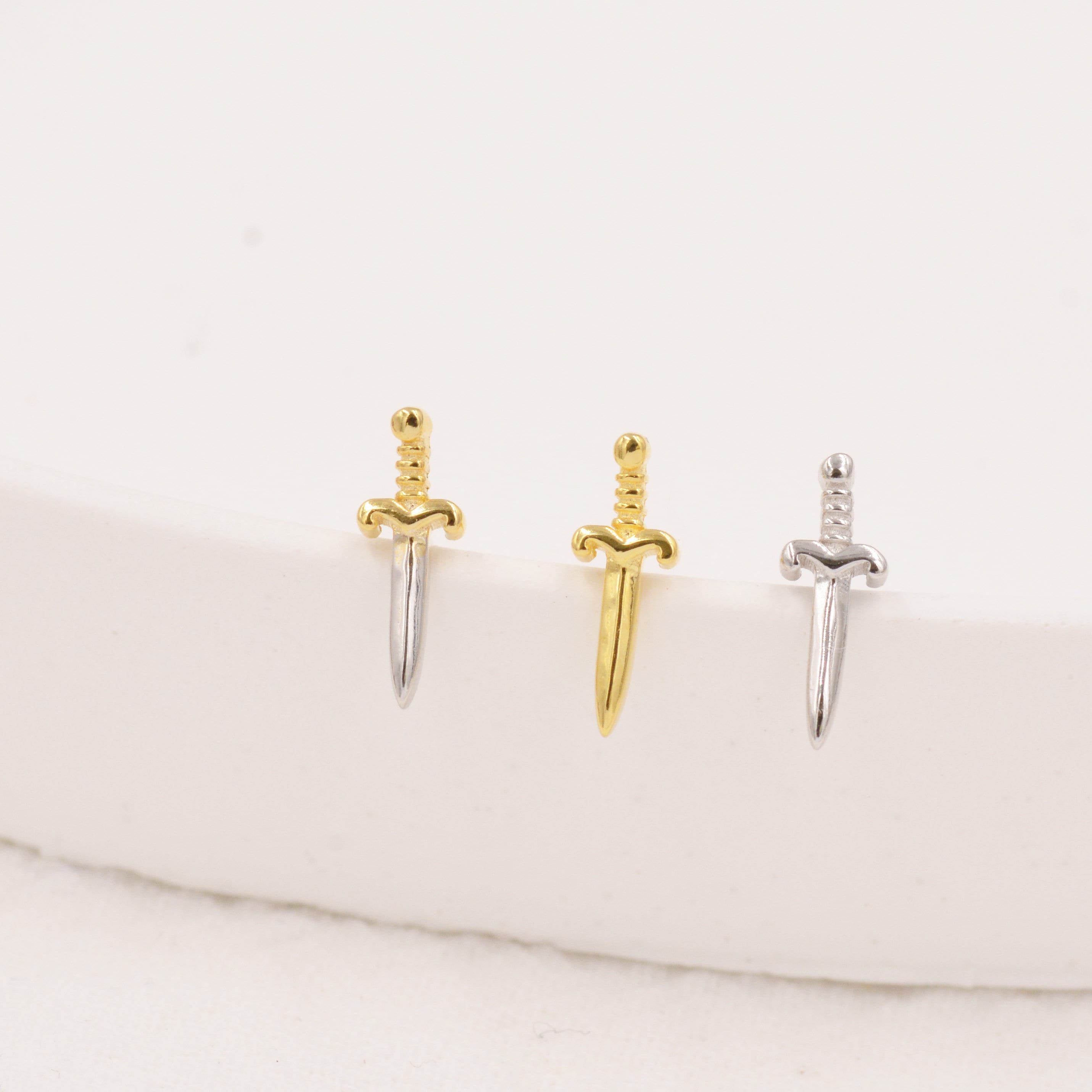 Tiny Little Dagger Sword Stud Earrings in Sterling Silver - Etsy