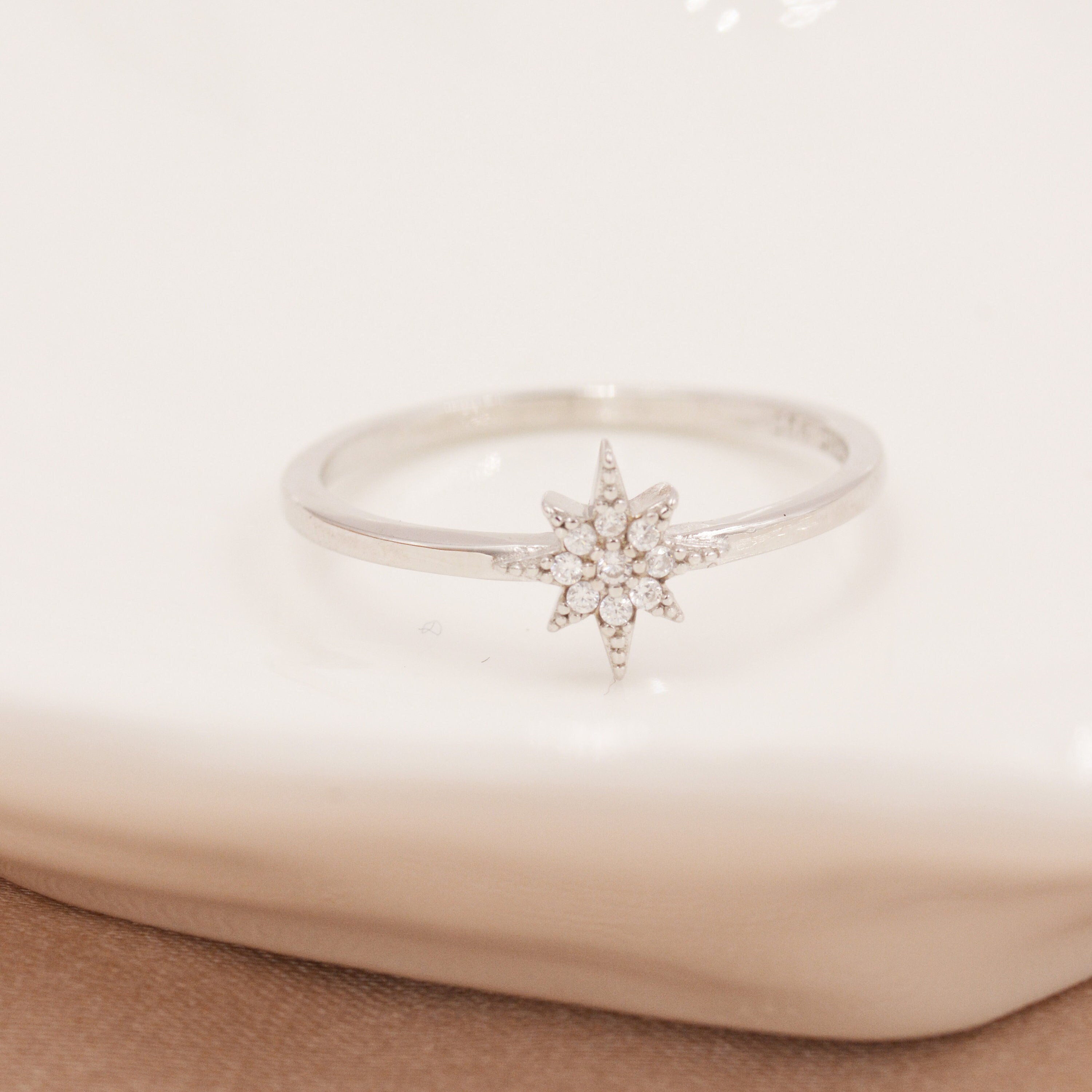 Sterling Silver Starburst Ring Dainty Star Ring Stacking | Etsy UK