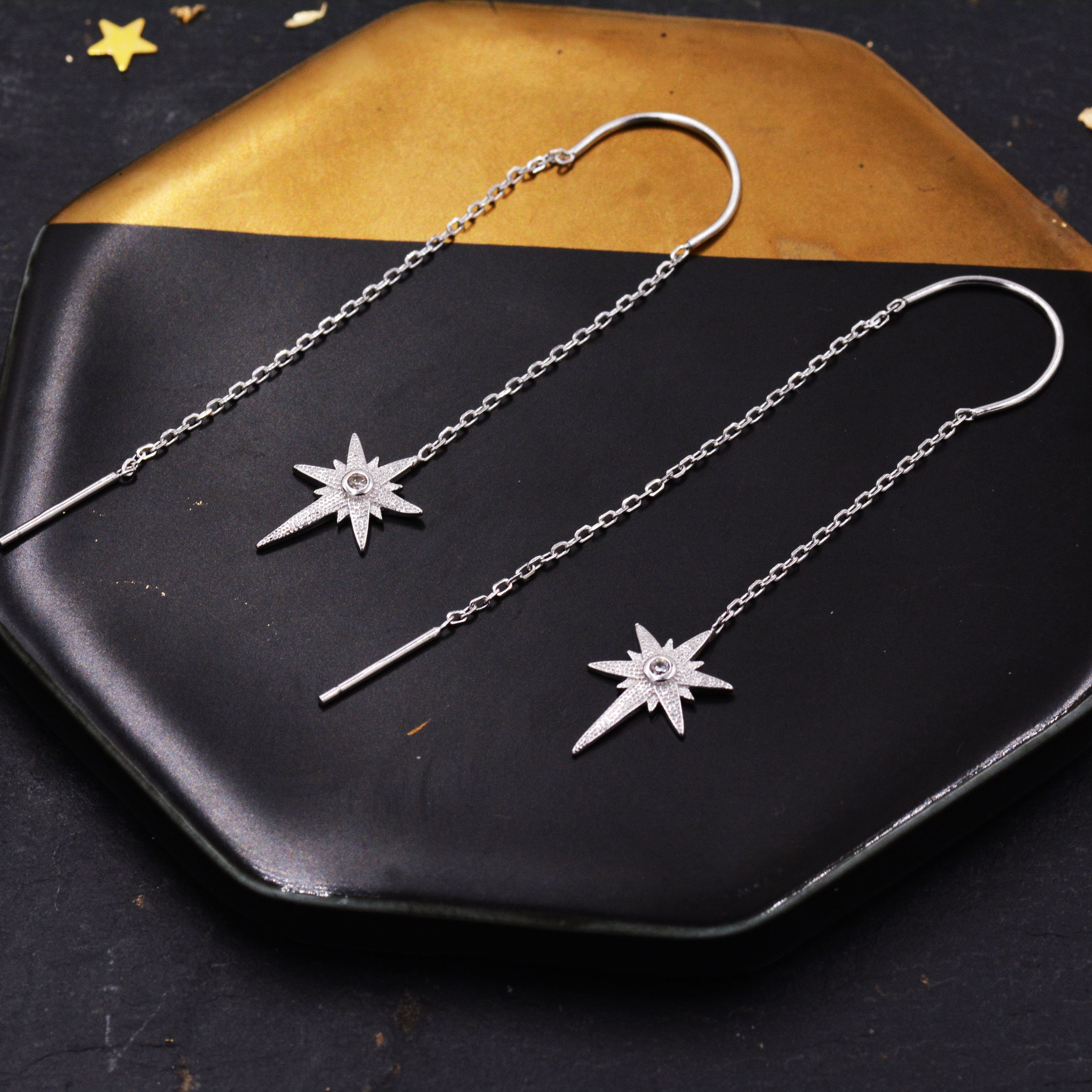 Beautiful Starburst Star Ear Threader Earrings Ear Wire in - Etsy UK