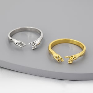 Sterling Silver Hand Ring, Adjustable Sized Ring, Creation of Adam Ring ...