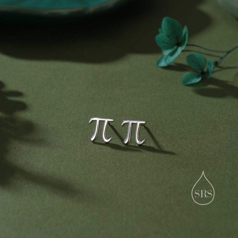 Sterling Silver Pi Stud Earrings - Mathematical Earrings, Silver, Gold ...