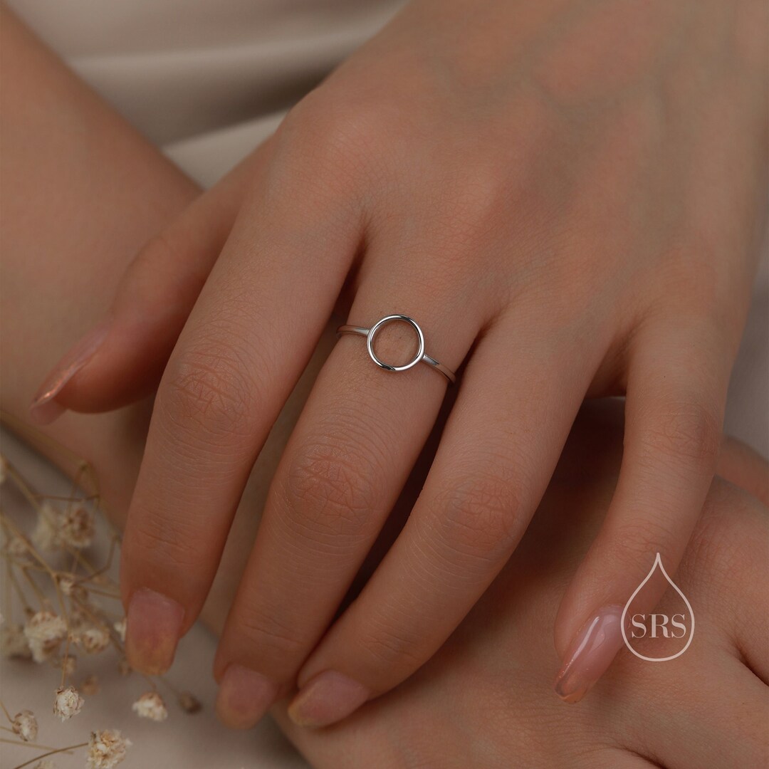 Open Circle Ring in Sterling Silver, US 5 - 8, Minimalist Ring, Geometric Circle Ring in Silver ...