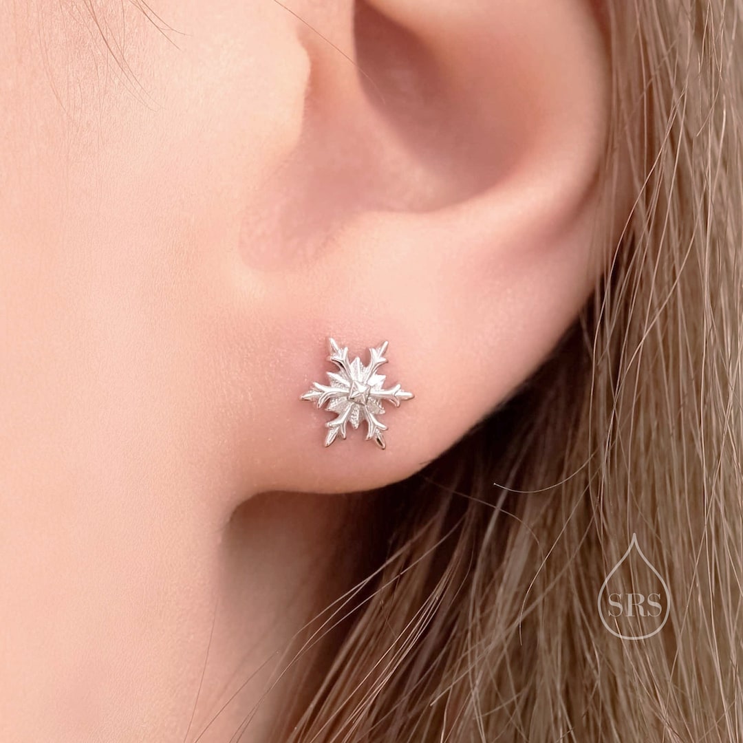 Sterling Silver Snowflake Stud Earrings, Snow Earrings, Available in ...