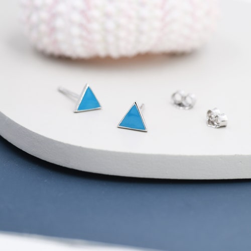 Tiny Sapphire Blue Droplet Stud Earrings in Sterling Silver - Etsy