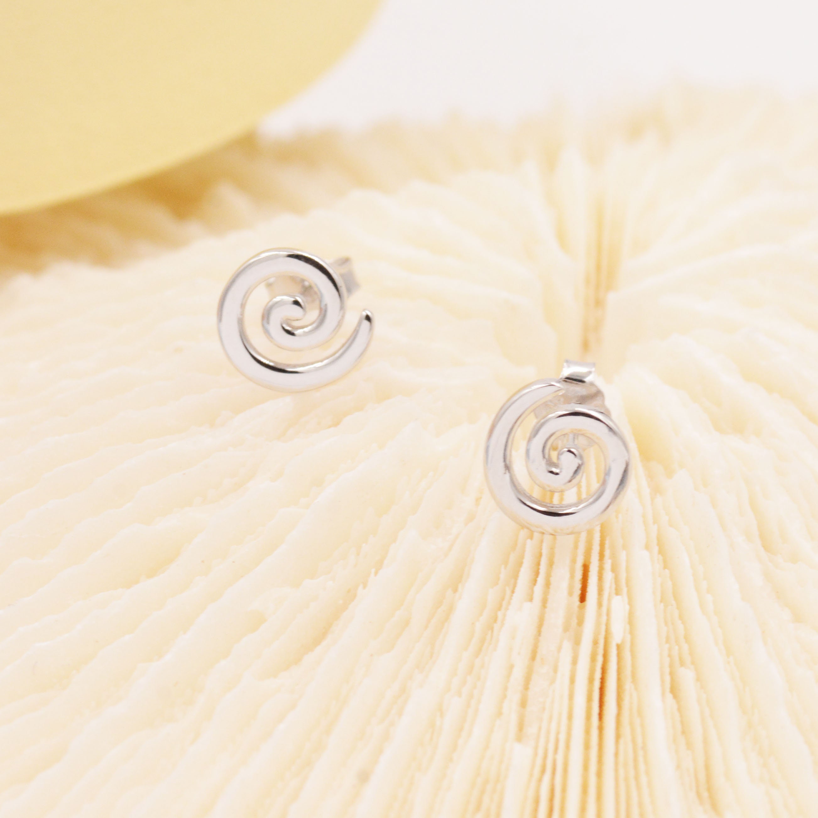 Koru Circle Spiral Stud Earrings in Sterling Silver Infinity | Etsy