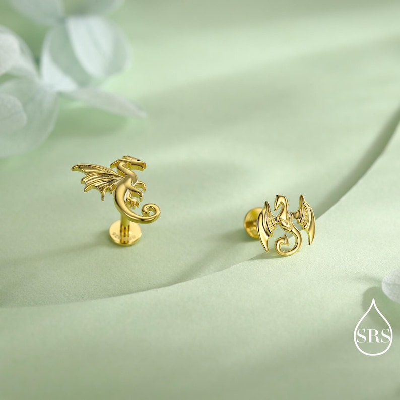 Mismatched Dragon 16G Internally Threaded Flat Back Earrings in ...