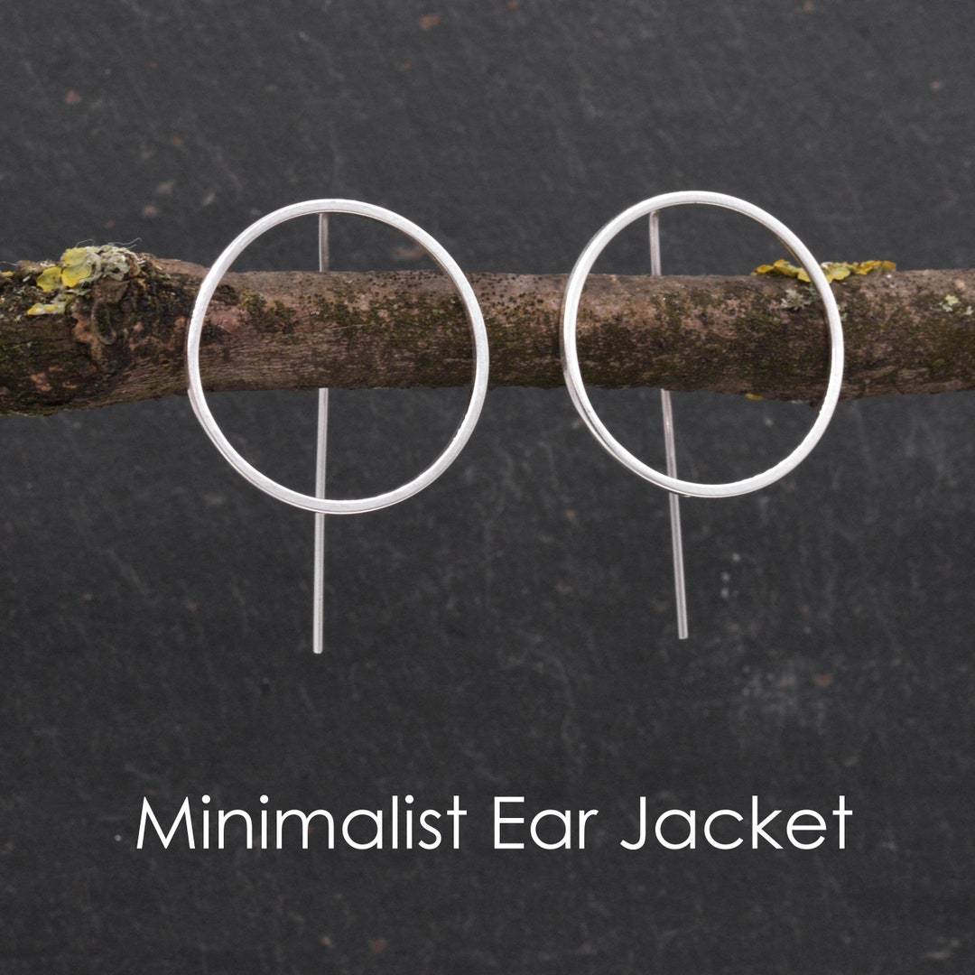 Beautiful Large Circle Ear Jacket Earrings in Sterling Silver, Silver ...