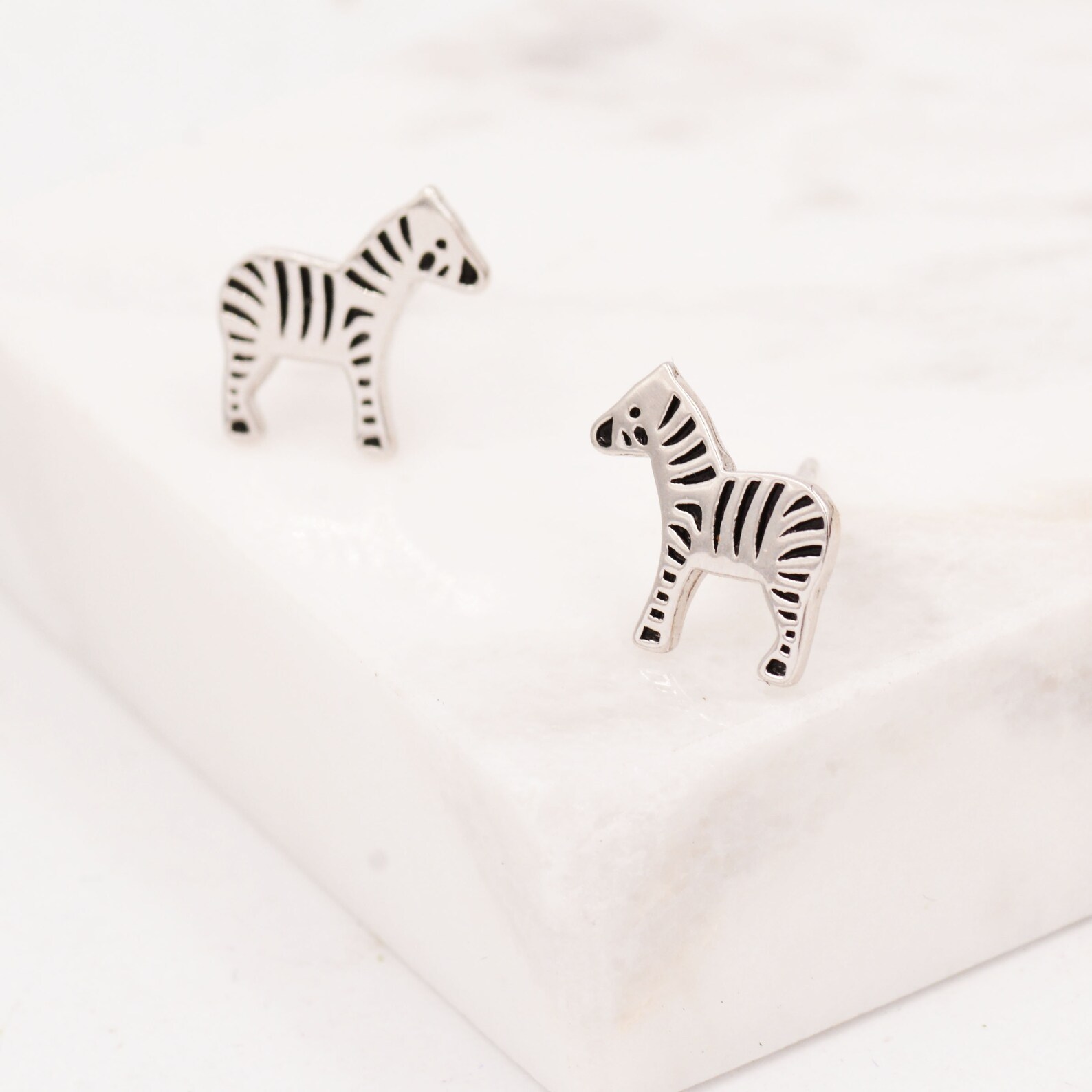 Zebra Stud Earrings in Sterling Silver Animal Stud Earrings - Etsy UK