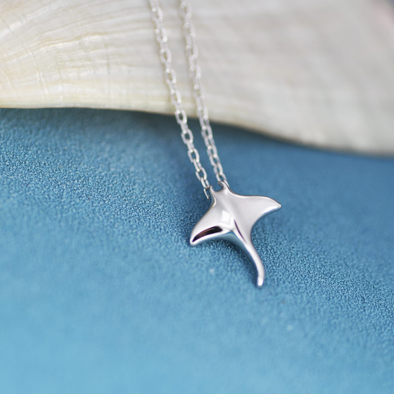 Manta Ray Pendant Necklace in Sterling Silver Ray Fish - Etsy