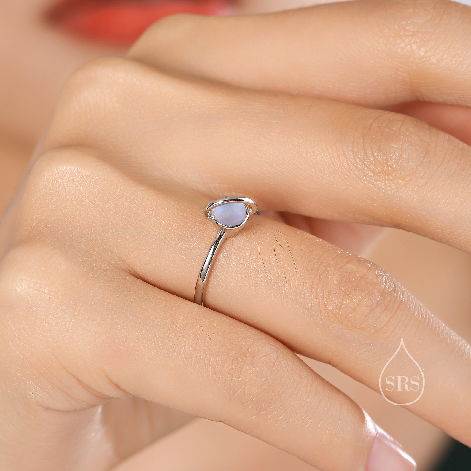 Sterling Silver Rotatable Planet Ring, Fidget Ring, Adjustable Size ...