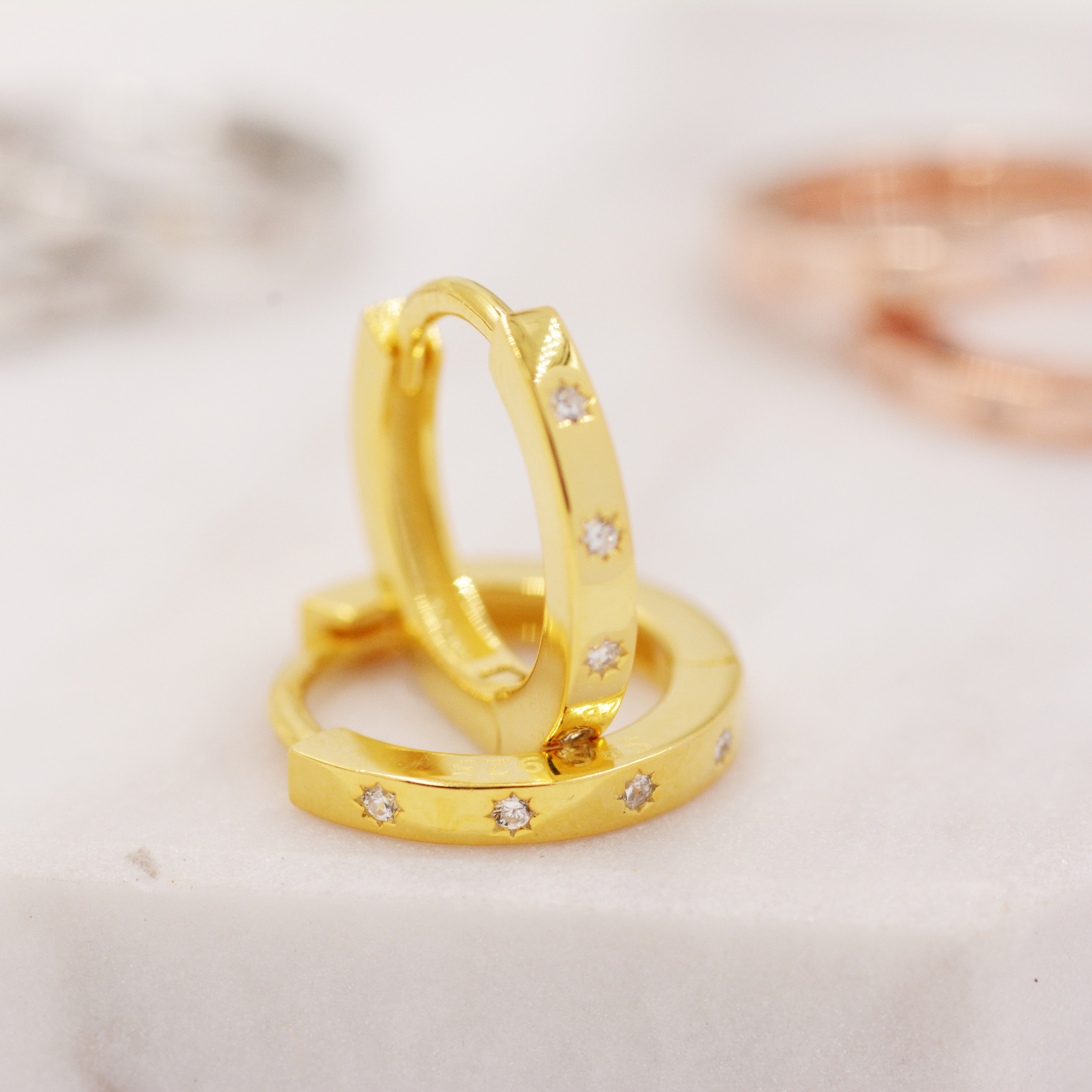 Tiny Starburst Huggie Hoops 8mm CZ Embellished Star Hoop - Etsy UK