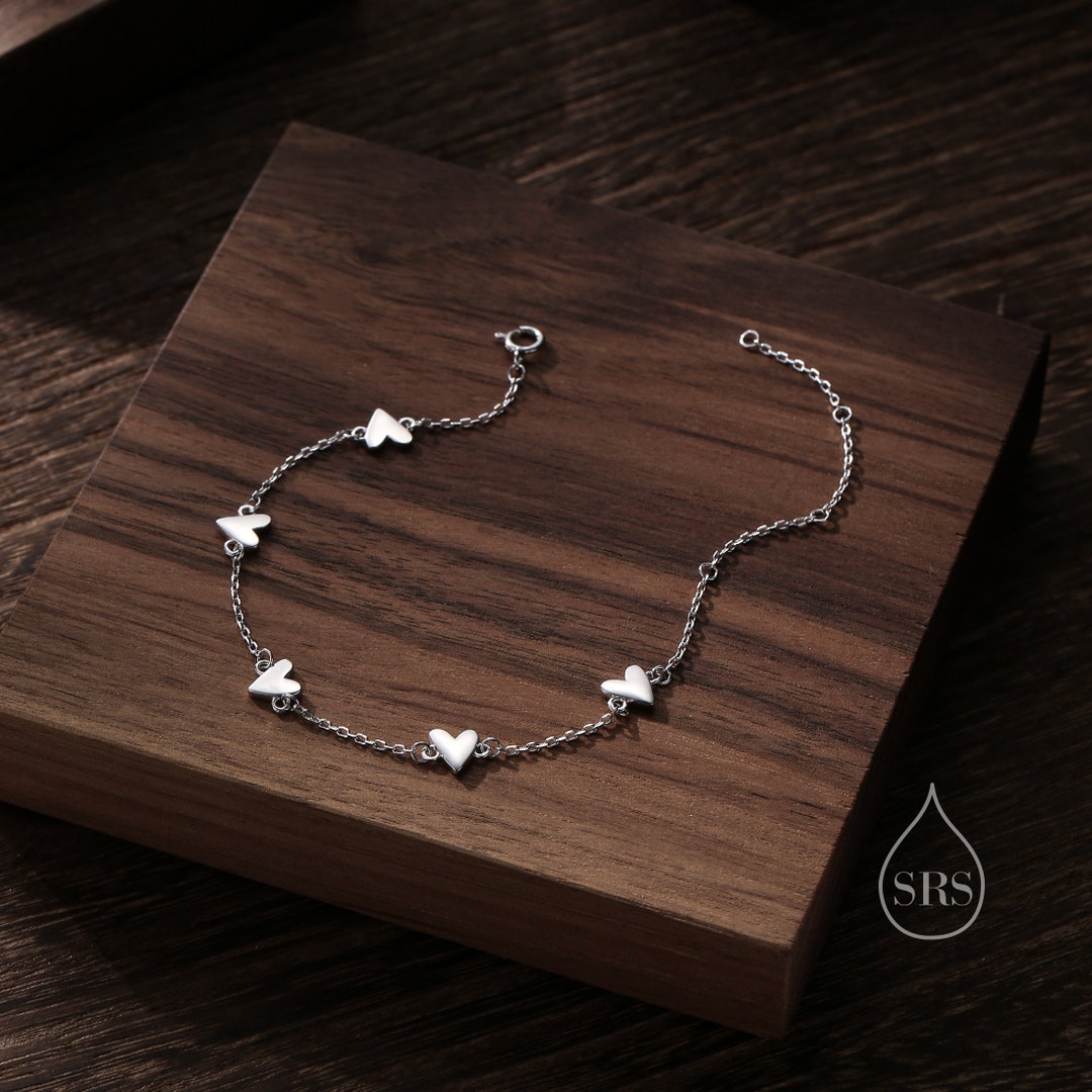 Delicate Heart Bracelet in Sterling Silver, Silver or Gold or Rose Gold ...