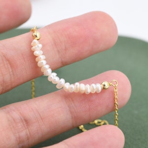 Sterling Silver Irregular Shape Freshwater Pearl Necklace, Delicate ...