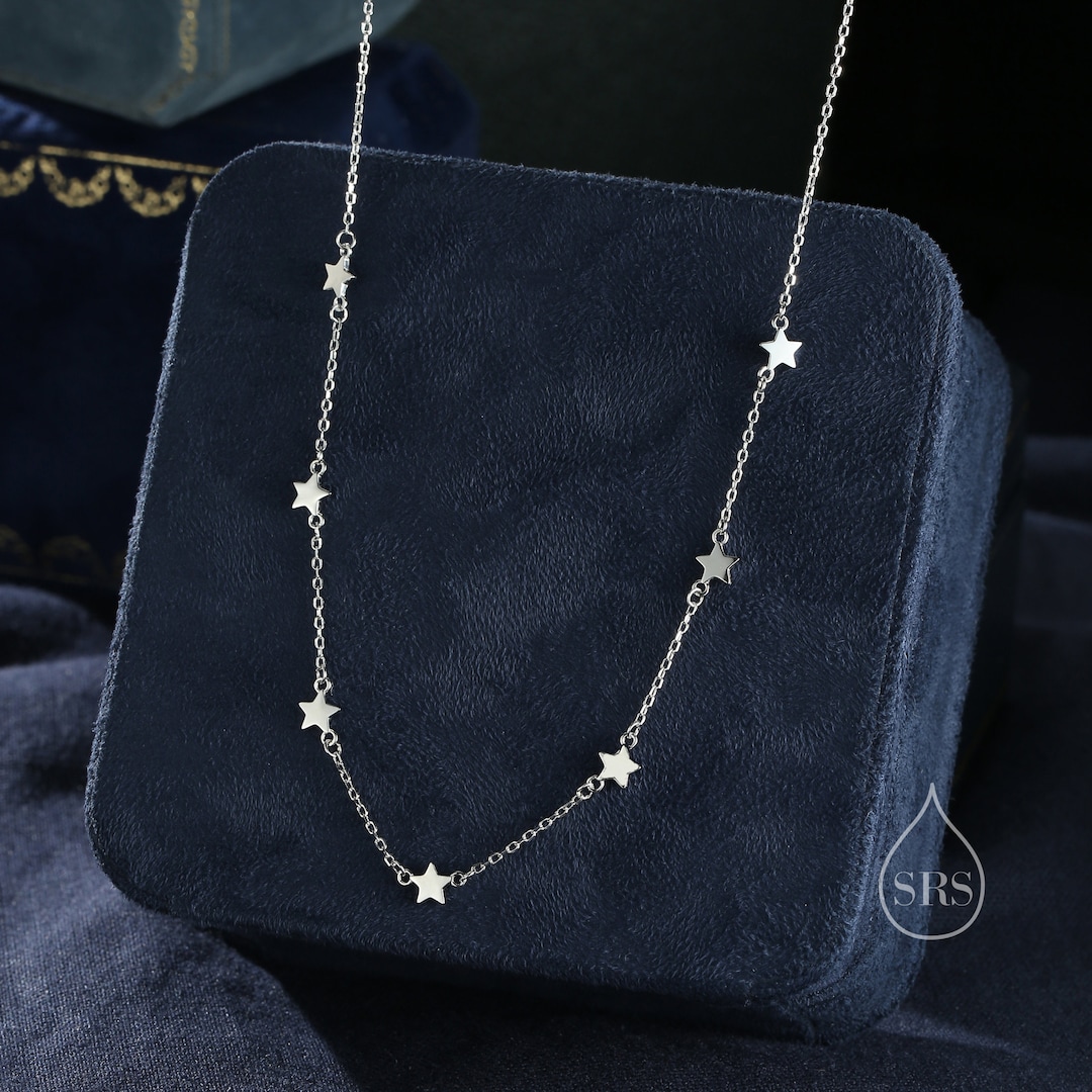 Tiny Star Satellite Necklace in Sterling Silver, Seven Floating Stars ...