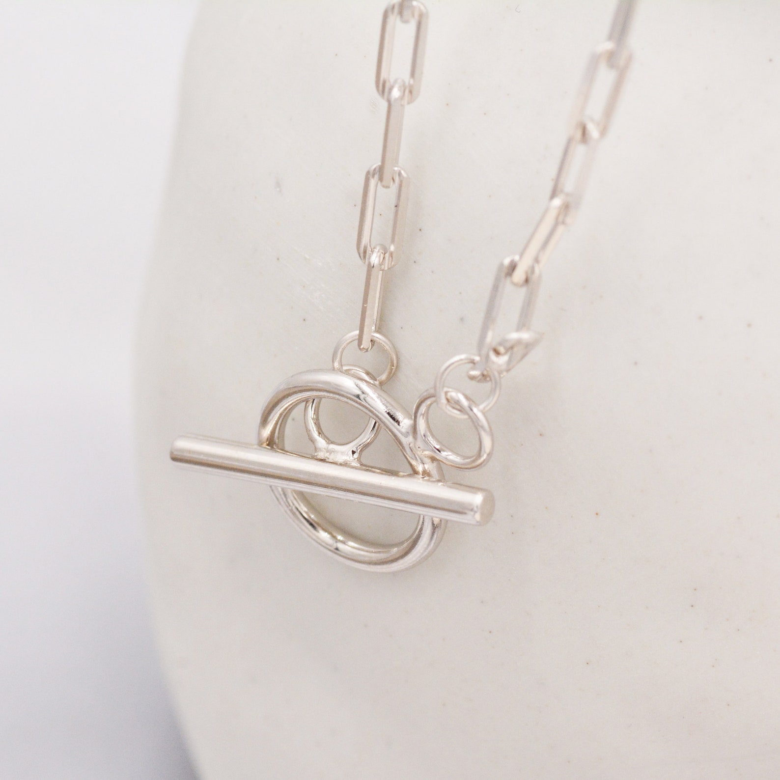 T Bar Chunky Choker Necklace In Sterling Silver Paperclip Etsy Uk