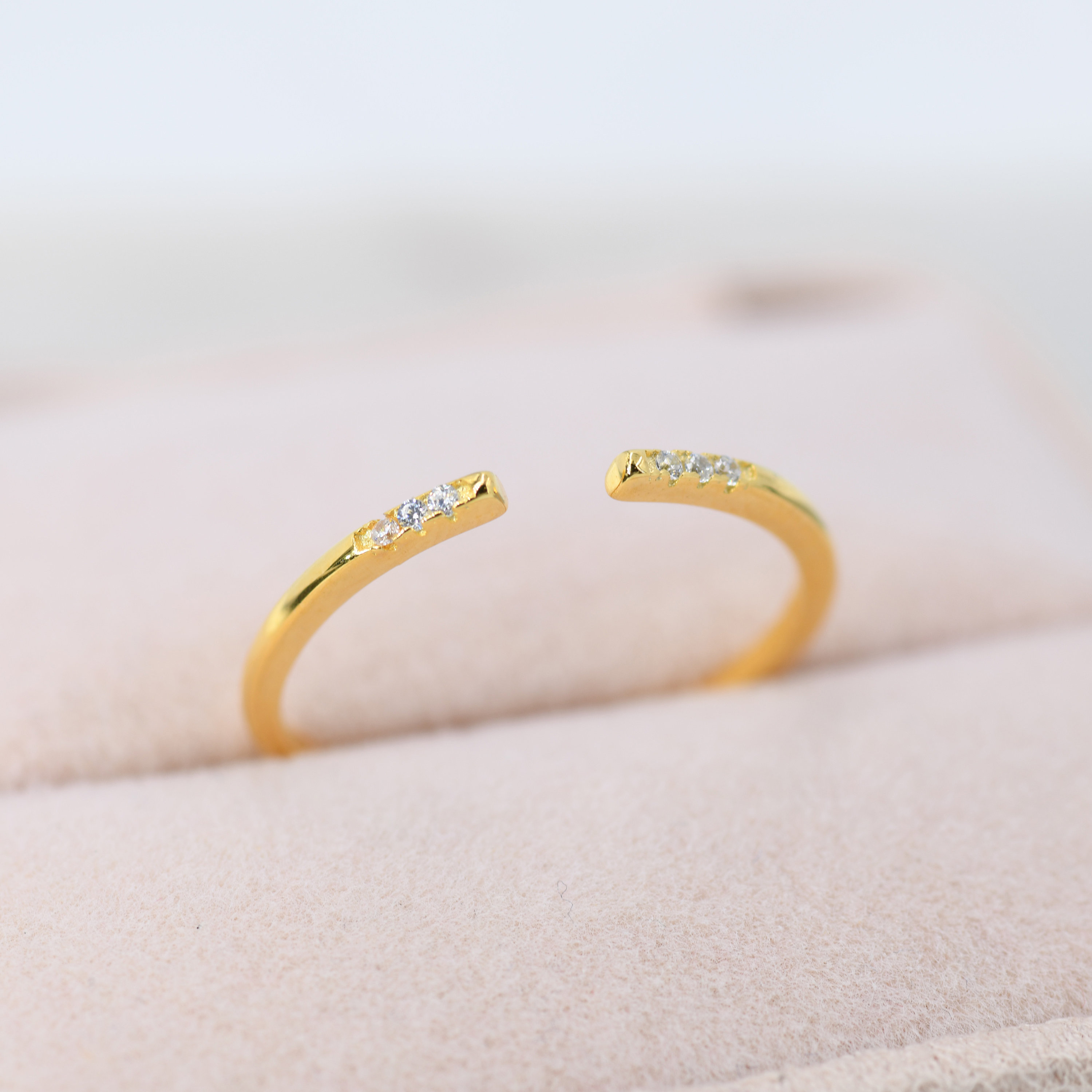 CZ Open Ring in Sterling Silver Silver or Gold Adjustable - Etsy UK