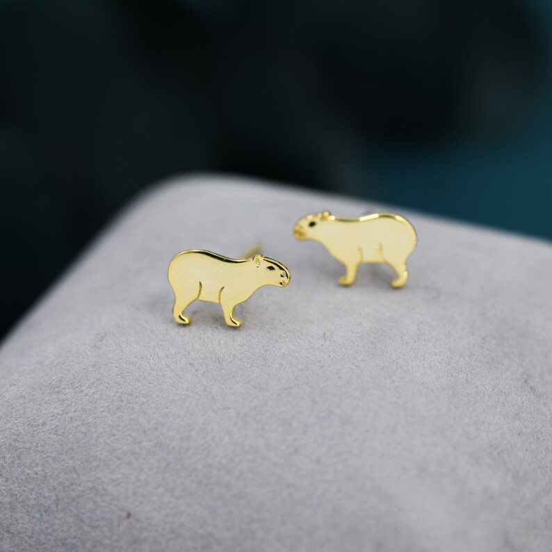 Capybara Stud Earrings in Sterling Silver - Cute Animal Earrings ...