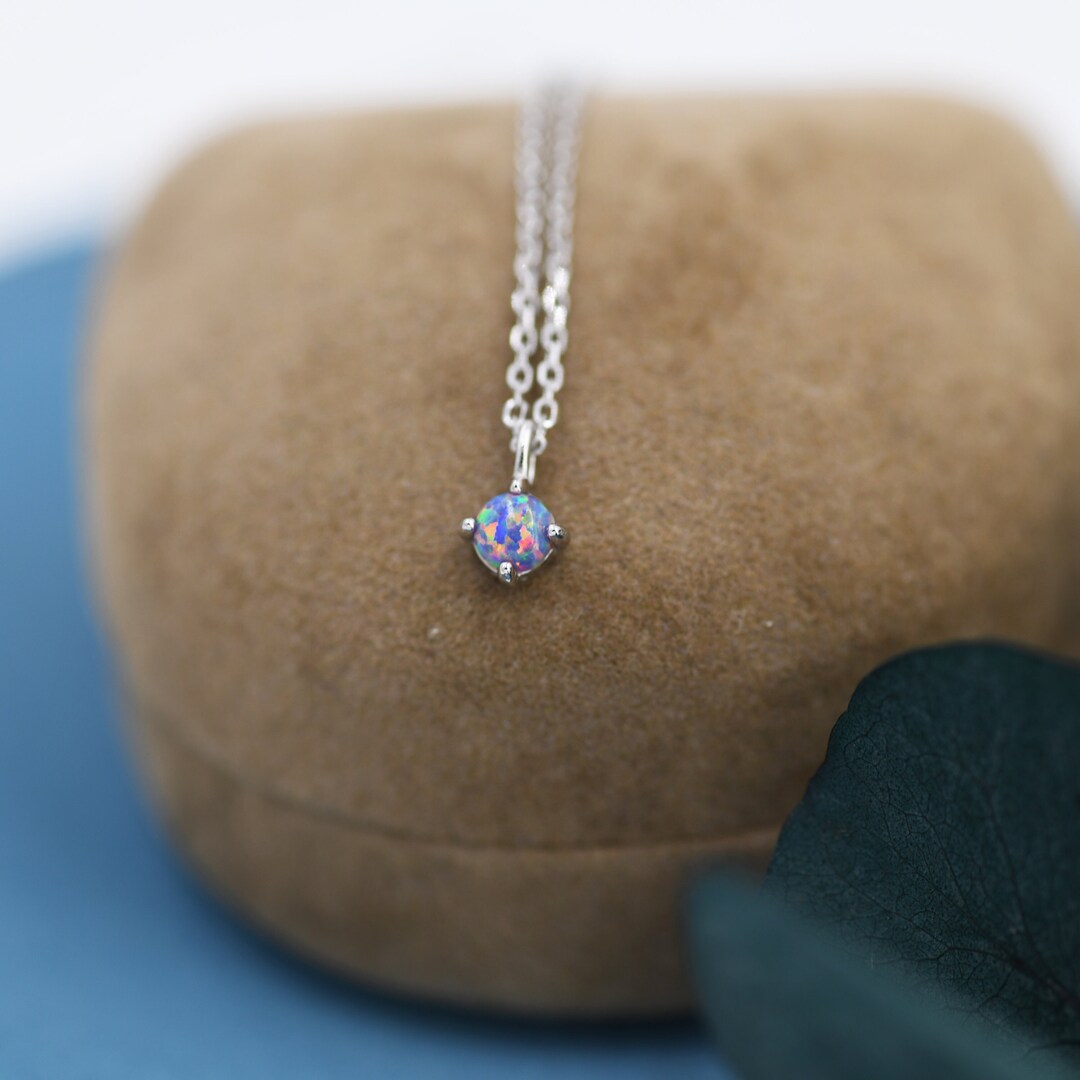 Very Small Cosmic Purple Opal Pendant Necklace in Sterling Silver ...