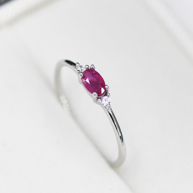 Natural Ruby Ring in Sterling Silver Genuine Ruby Ring - Etsy