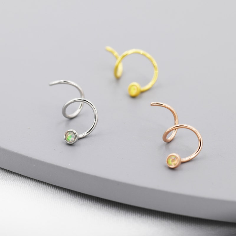Spiral Earrings Opal - Etsy UK