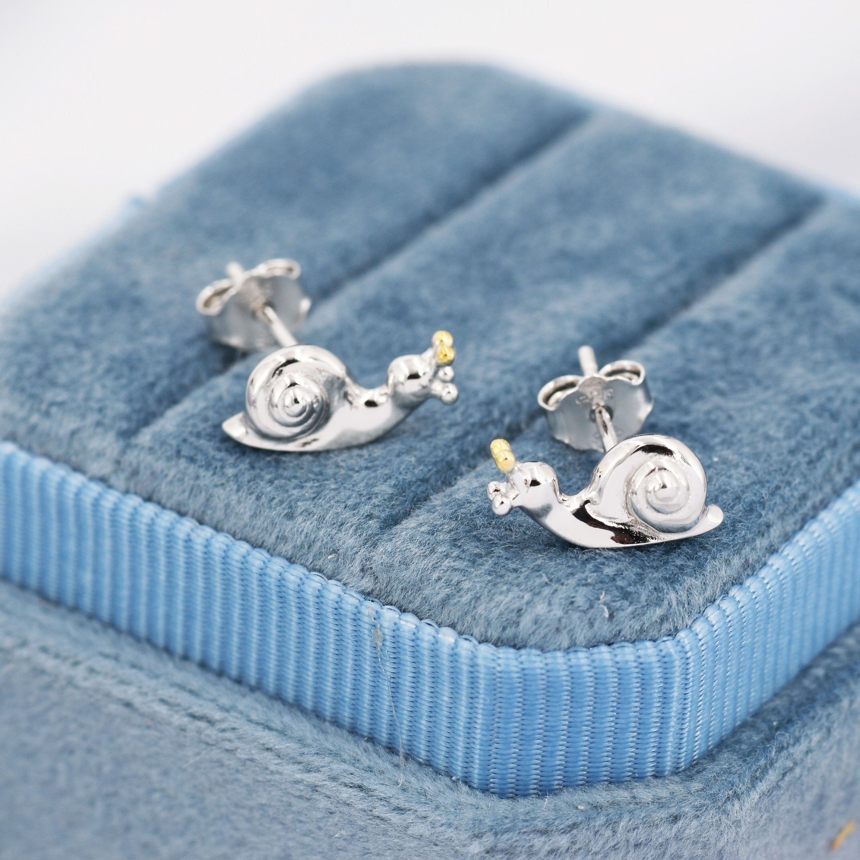 Snail Stud Earrings in Sterling Silver Cute Snail Earrings - Etsy