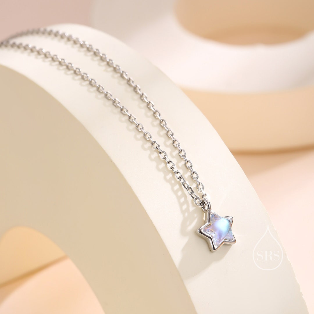 Moonstone Star Pendant Necklace in Sterling Silver, Silver or Gold ...