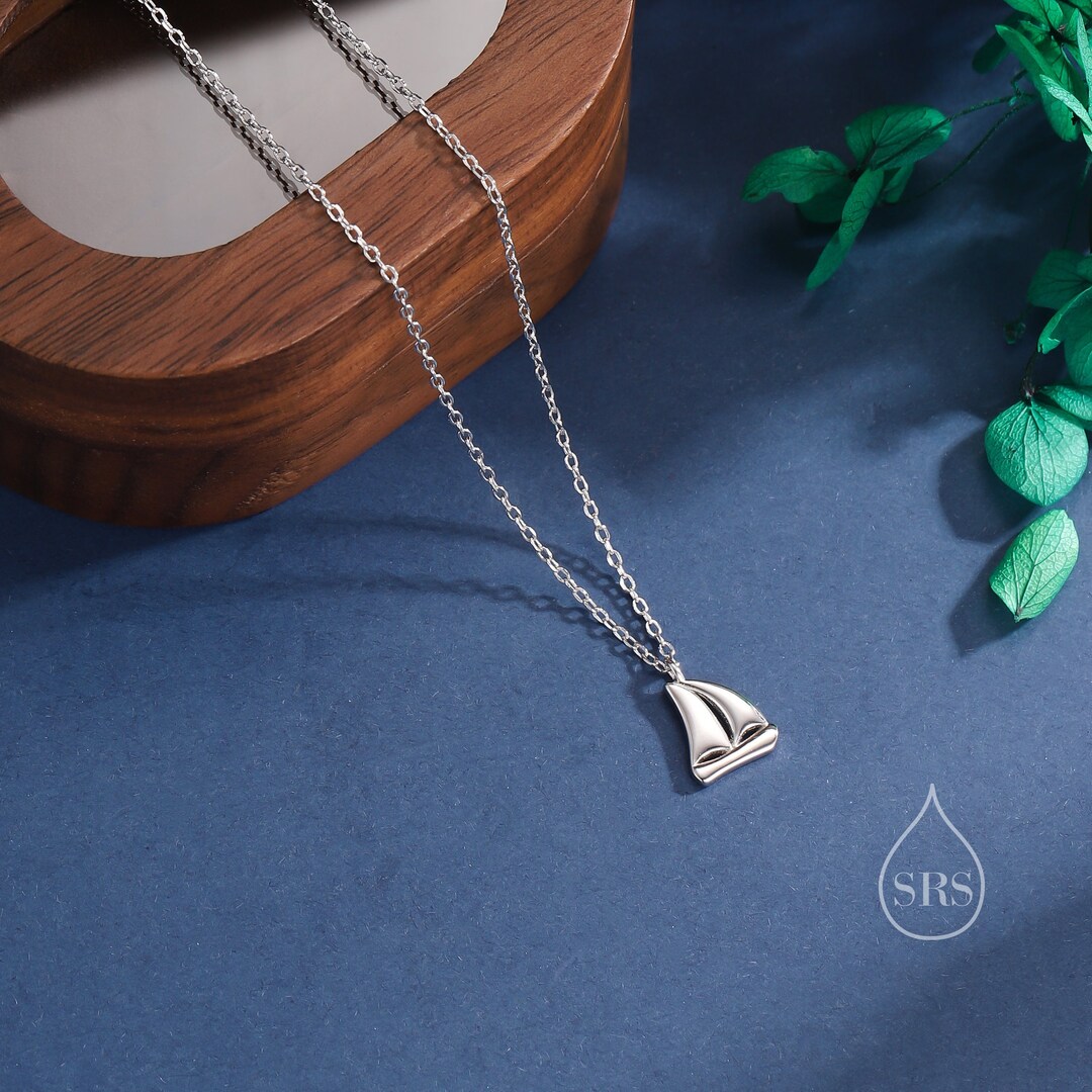 Sailing Boat Pendant Necklace in Sterling Silver, Silver or Gold, Boat ...