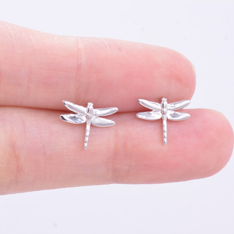 Dragonfly Stud Earrings in Sterling Silver Cute Fun Quirky - Etsy UK