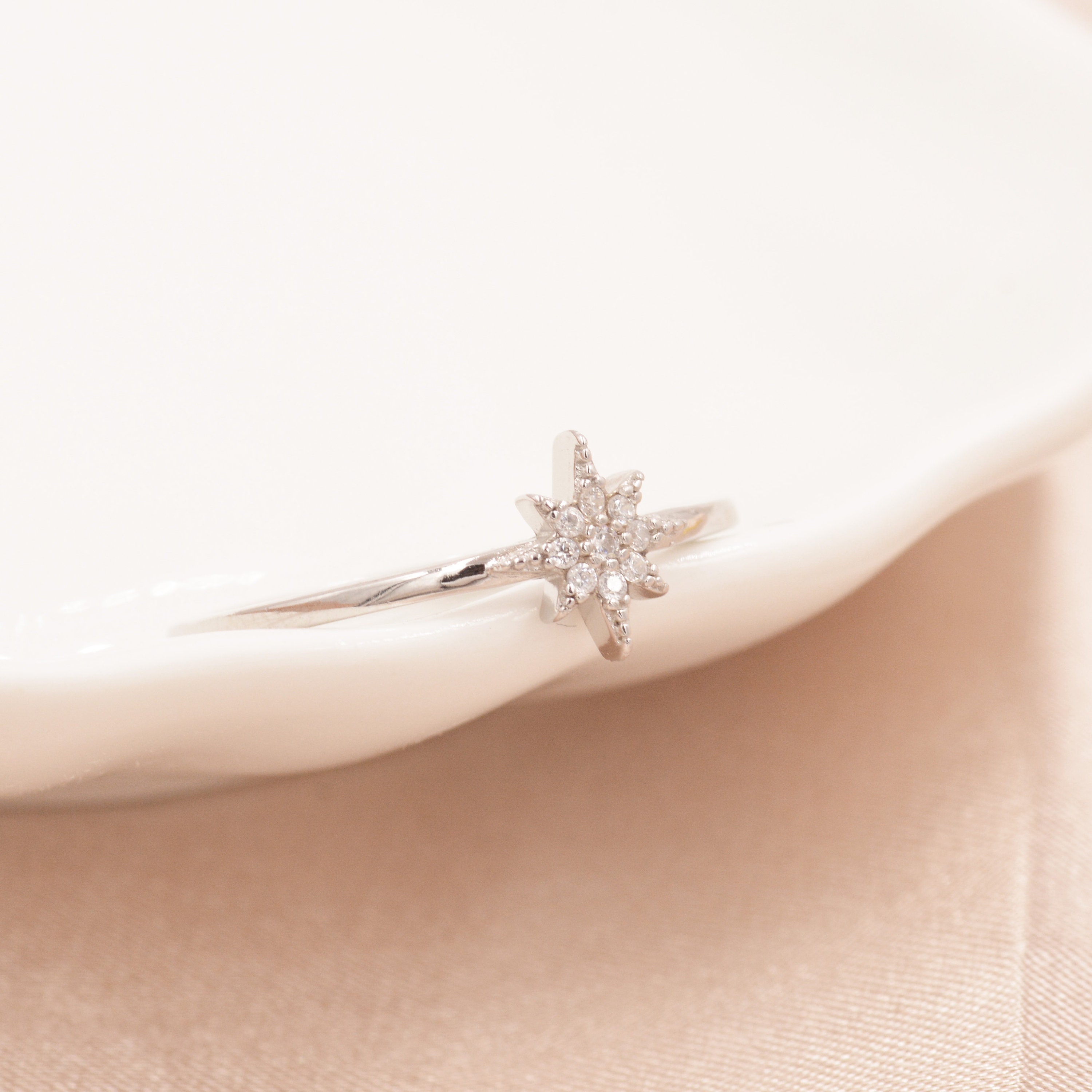 Sterling Silver Starburst Ring Dainty Star Ring Stacking | Etsy UK