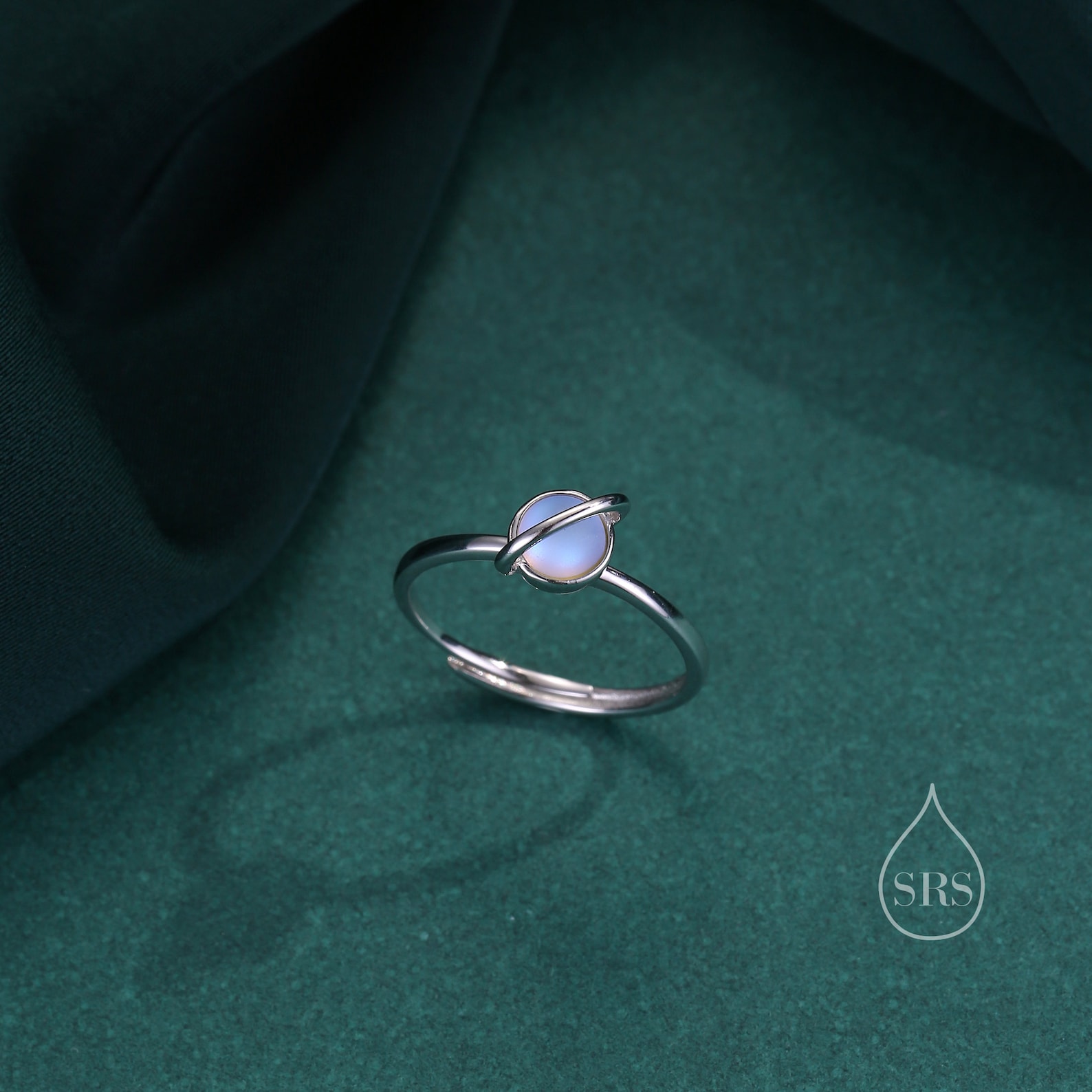 Sterling Silver Rotatable Planet Ring, Fidget Ring, Adjustable Size ...