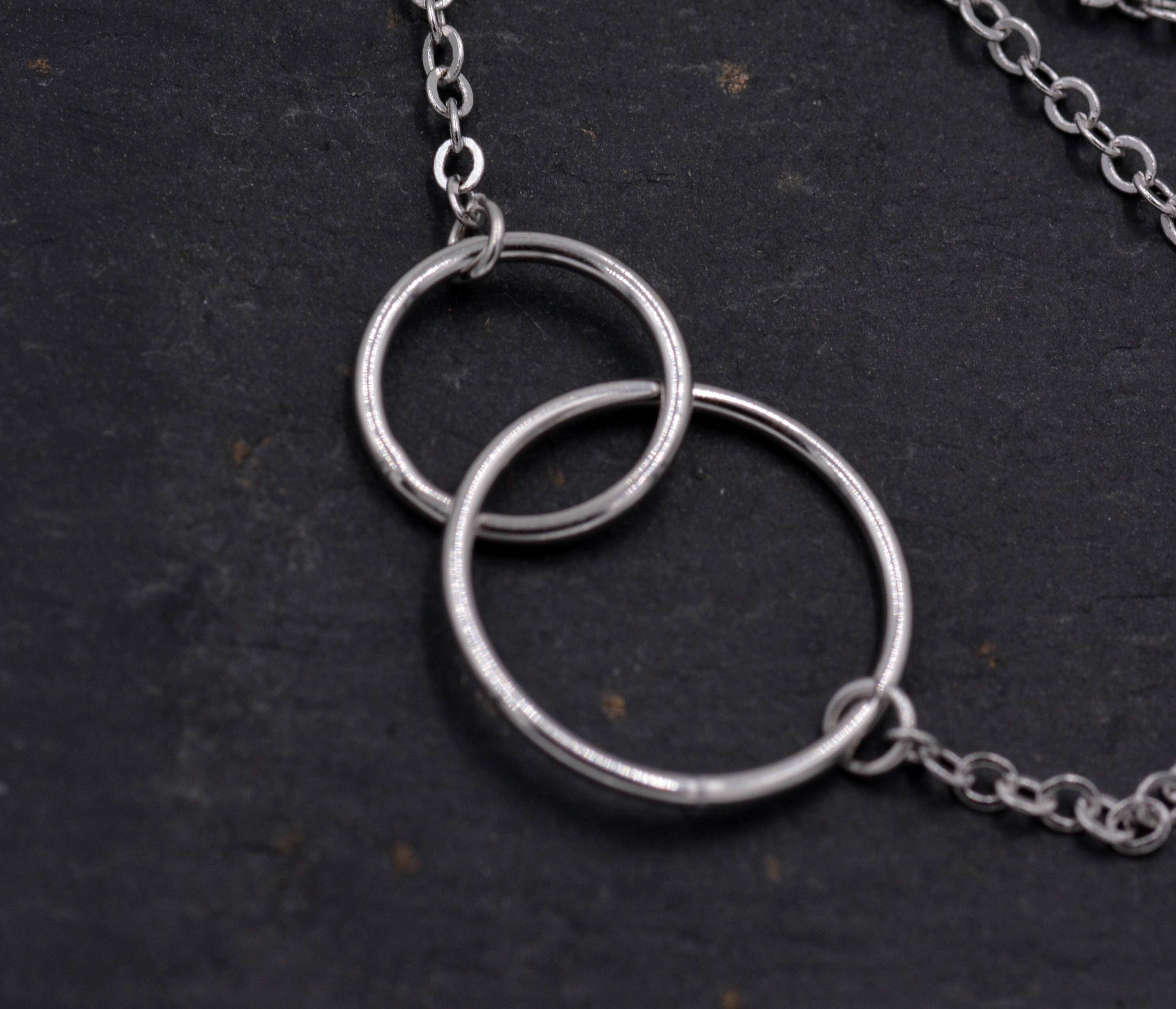 Sterling Silver Linked Interlinking Circle Pendant Necklace | Etsy