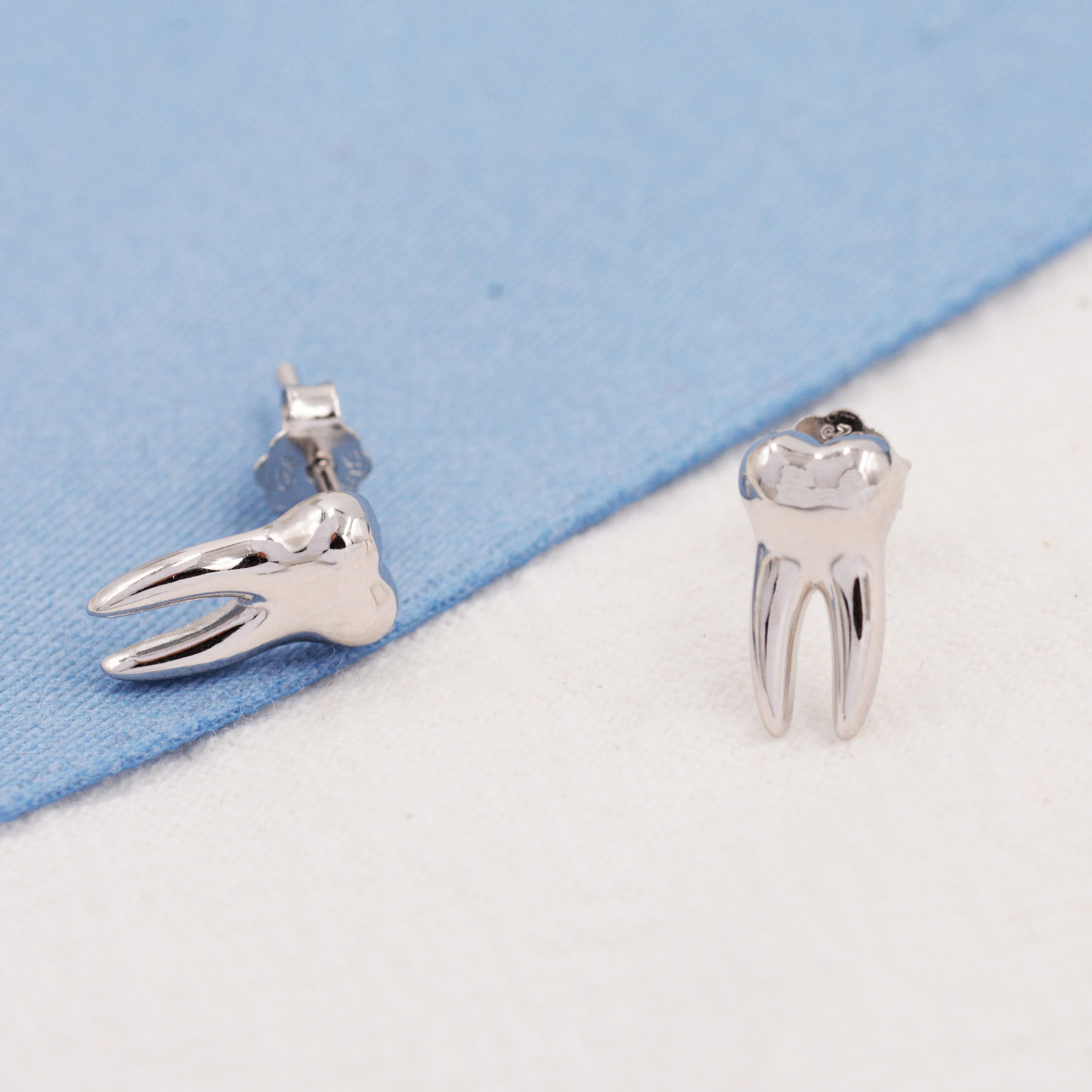 Teeth Earrings in Sterling Silver Molar Stud Earrings Silver - Etsy