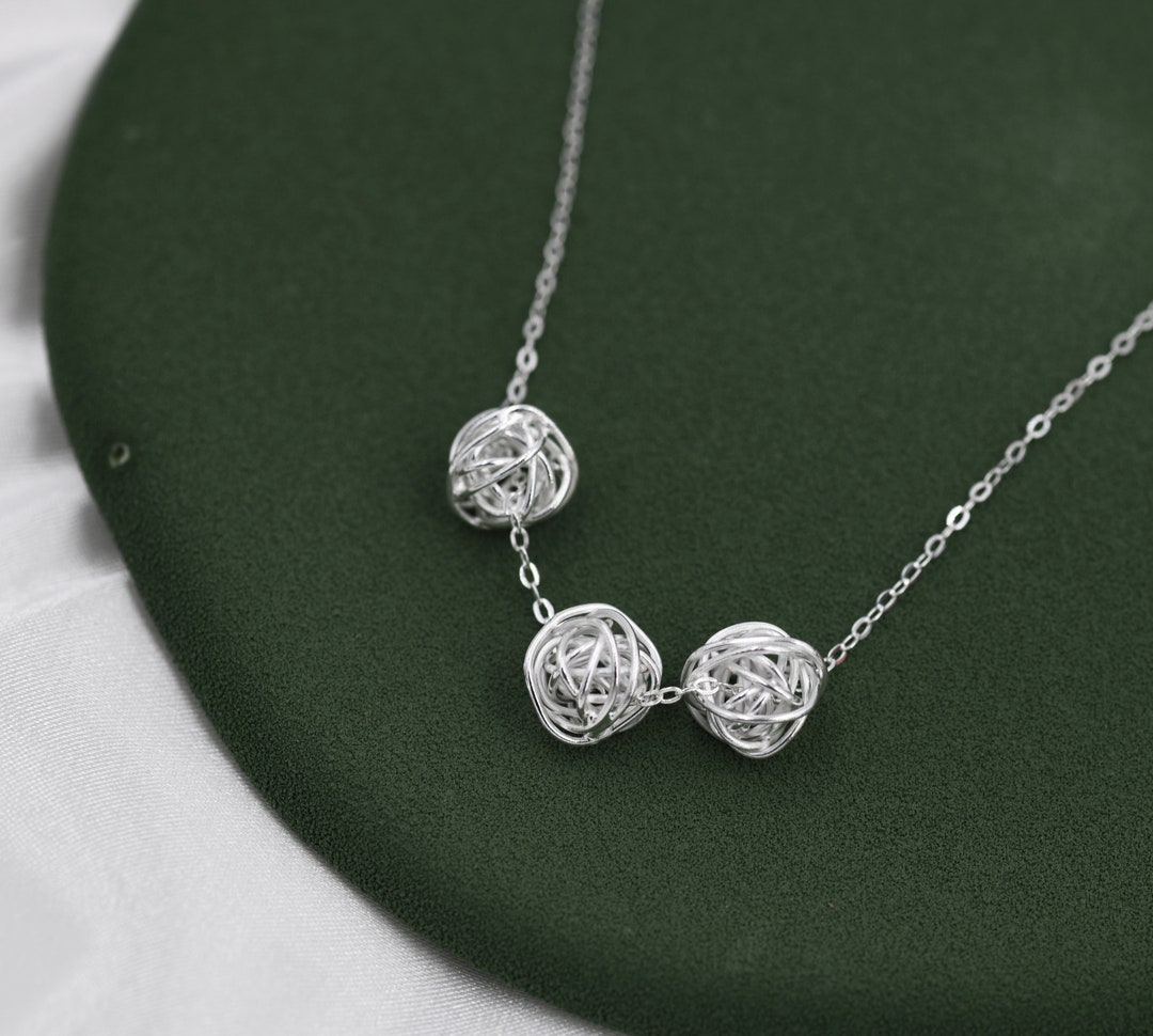 Sterling Silver Yarn Ball Tumbleweed Wire Ball Pendant Necklace - Wire ...