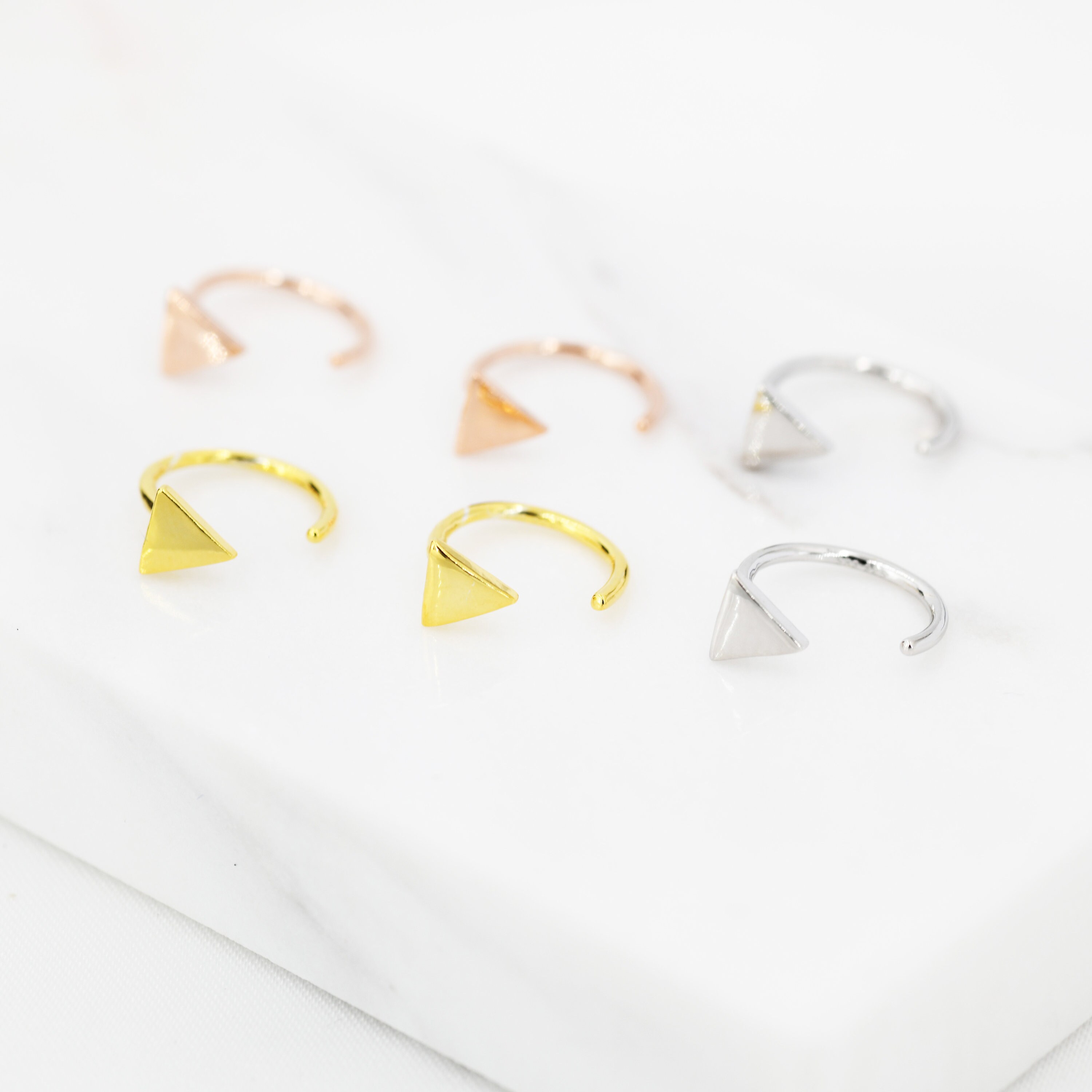 Tiny Triangle Huggie Hoop Earrings in Sterling Silver Open - Etsy UK
