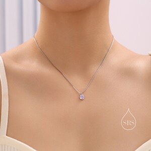 Aurora Moonstone Droplet Pendant Necklace in Sterling Silver, Lab ...