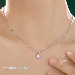 Aurora Moonstone Droplet Pendant Necklace in Sterling Silver, Lab ...
