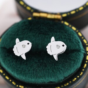 Ocean Sunfish Fish Stud Earrings in Sterling Silver, Cute Sun Fish ...