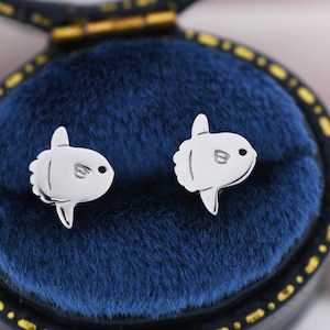 Ocean Sunfish Fish Stud Earrings in Sterling Silver, Cute Sun Fish ...