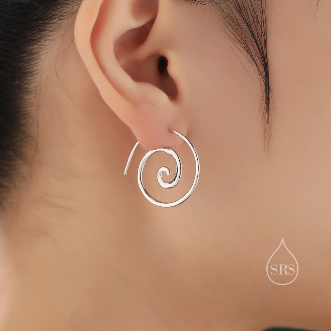 Sterling Silver Mini Swirl Ear Threaders, Silver, Gold or Rose Gold ...